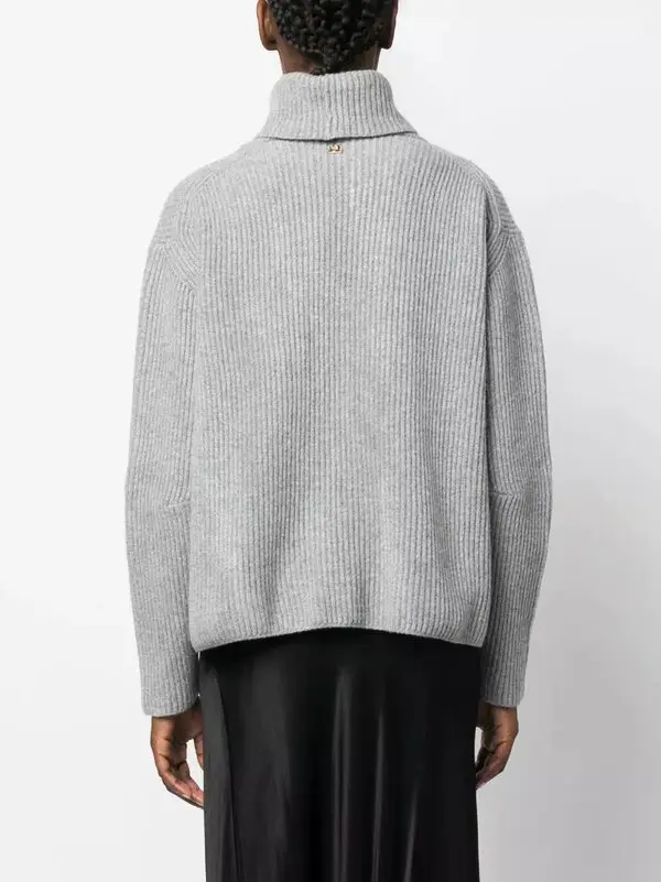 Pinko Ribbed Wool-cashmere Blend Roll Neck Jumper