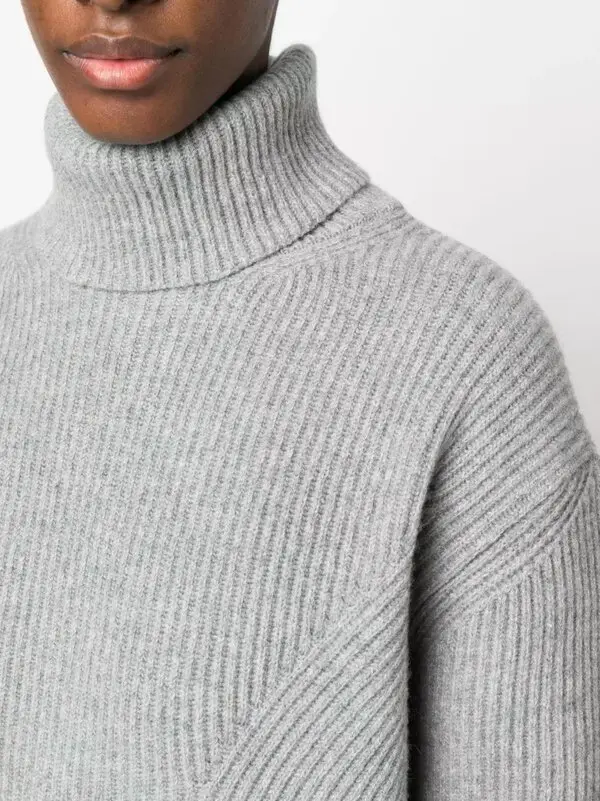 Pinko Ribbed Wool-cashmere Blend Roll Neck Jumper