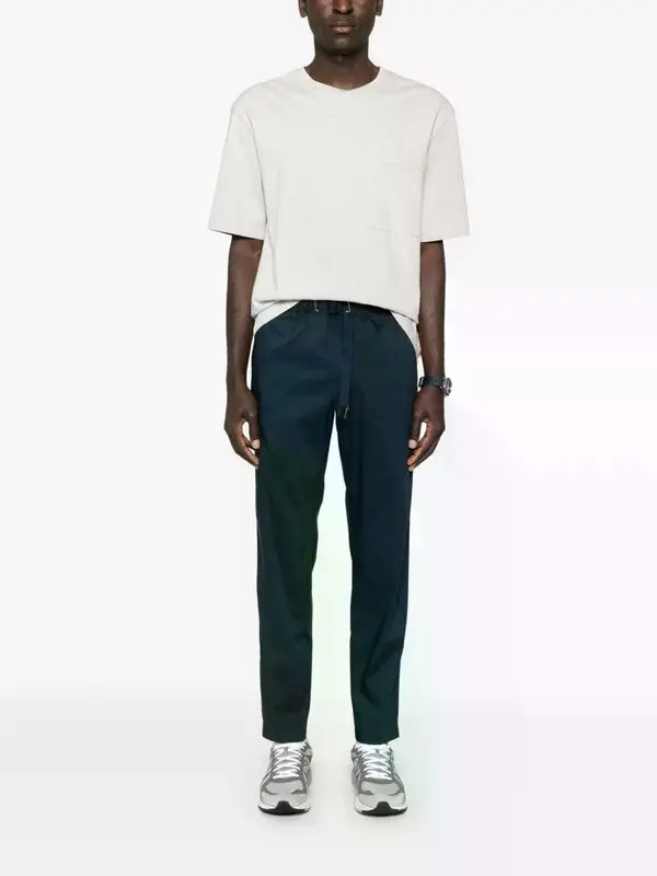 WHITE SAND Belted Elasticated-waist Trousers - Blue