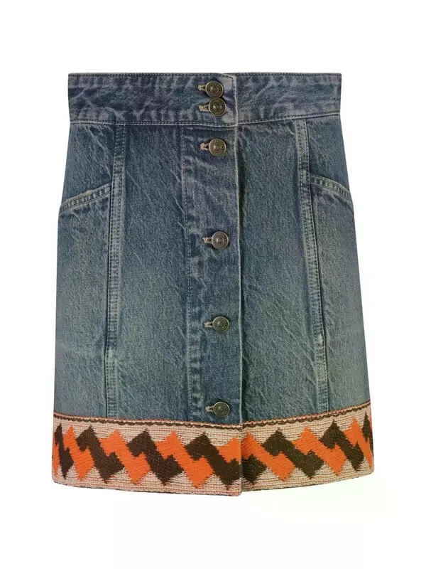 Valentino Garavani Jacquard-trim Mini Skirt - Blue