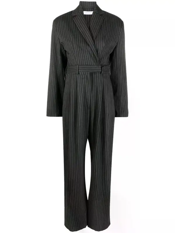 IOANA CIOLACU Pinstripe Wool Jumpsuit - Black
