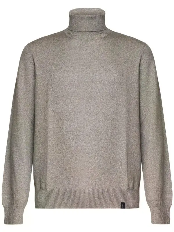 FAY Virgin Wool Roll Neck Jumper - Grey