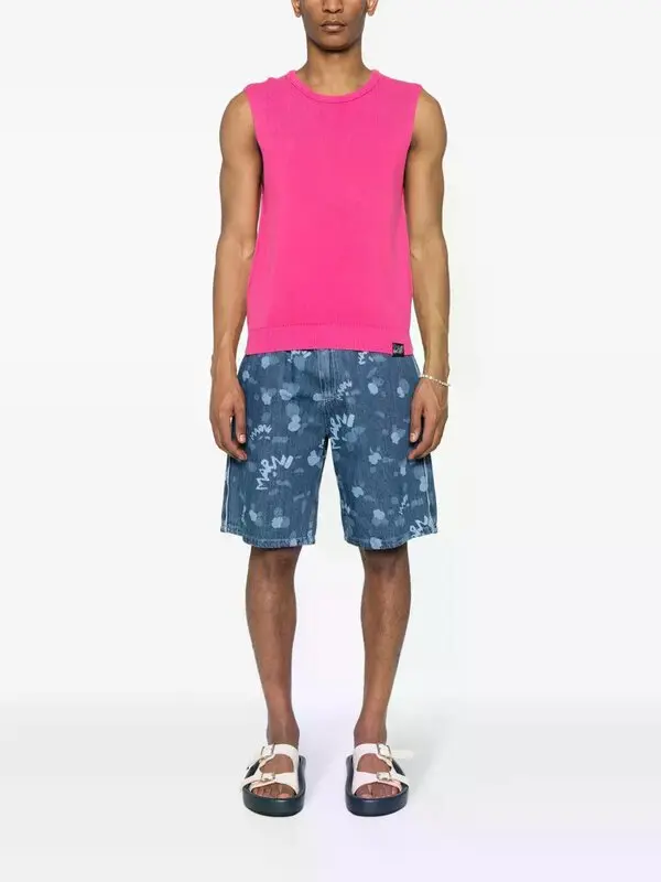 Marni All-over Logo Print Denim Shorts - Blue