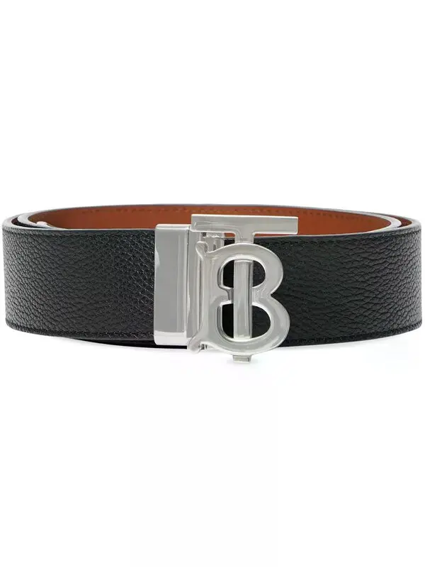 Burberry Monogram Detail Buckled Belt - Black