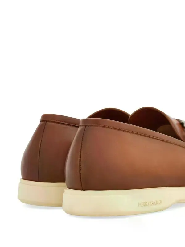 FERRAGAMO Gancini Buckle Loafers - Brown