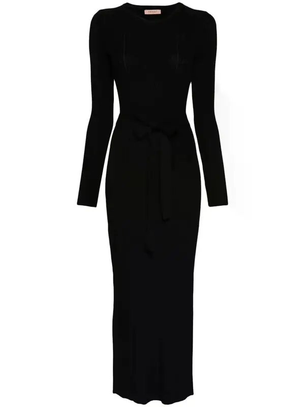 TWINSET Ribbed Knit Cut-out Maxi Dress