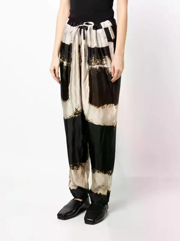 Masnada Drawstring Tapered-leg Trousers With Abstract Print