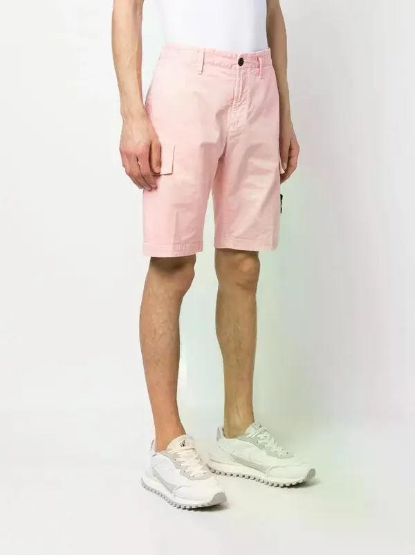 Stone Island Logo-patch Cotton Bermuda Shorts