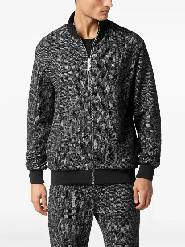 Philipp Plein Monogram-jacquard Zip-up Bomber Jacket