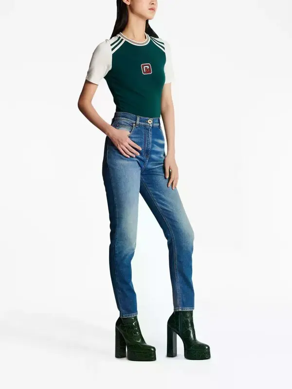 Balmain Logo Plaque Slim-cut Jeans