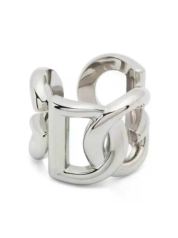 Dolce & Gabbana Logo Plaque Engraved Ring - Silver