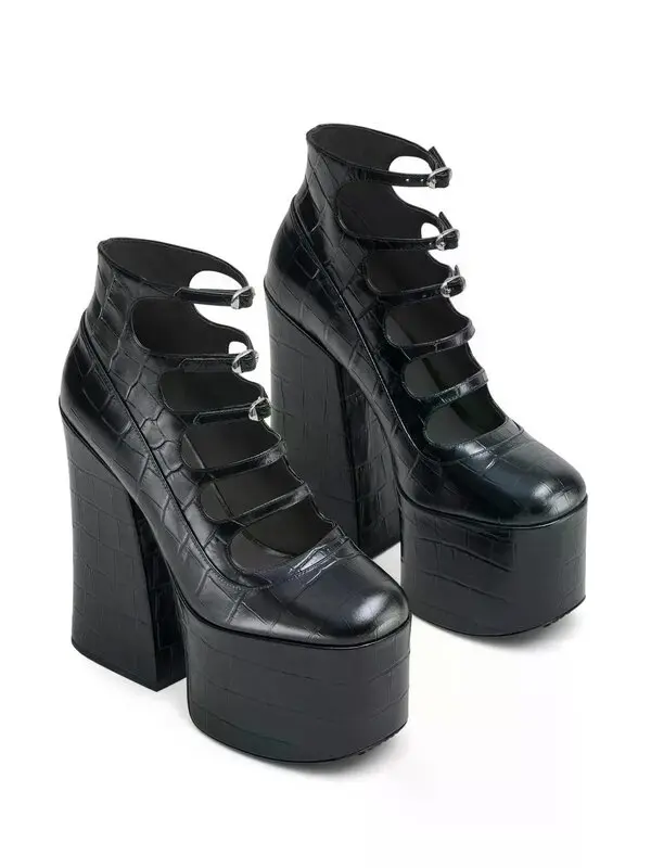 Marc Jacobs Kiki Pumps With Embossed Crocodile Effect And Buckle-fastening Ankle Strap