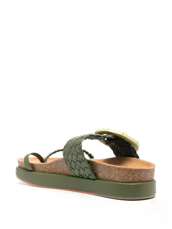 Johanna Ortiz Broadwalk Romance Leather Slides - Green