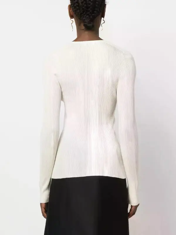 LANVIN Ribbed V-neck Cardigan