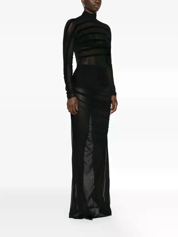 JEAN PAUL GAULTIER Draped Mesh Maxi Dress