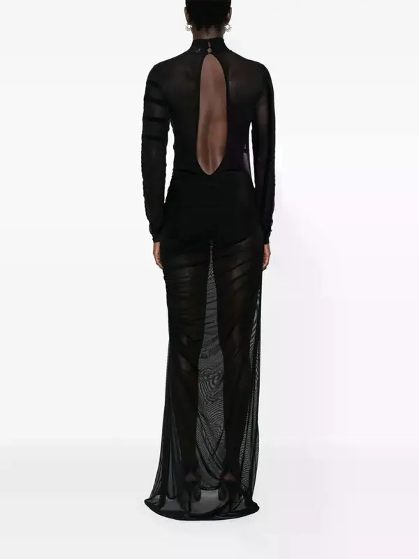 JEAN PAUL GAULTIER Draped Mesh Maxi Dress