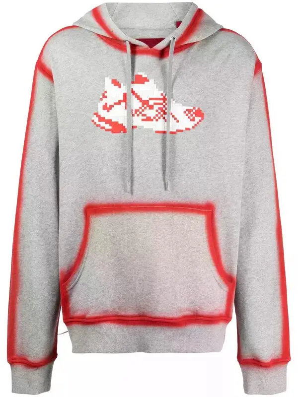 MOSTLY HEARD RARELY SEEN 8-BIT 8-bit Red Runner Graphic-print Cotton Hoodie - Grey