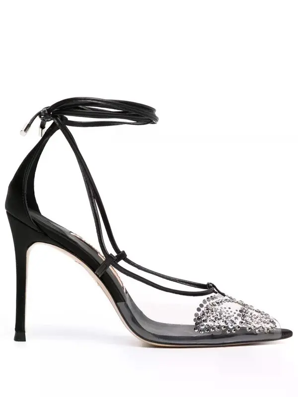 SOPHIA WEBSTER Calf Leather Aria Crystal-embellished Pumps - Black