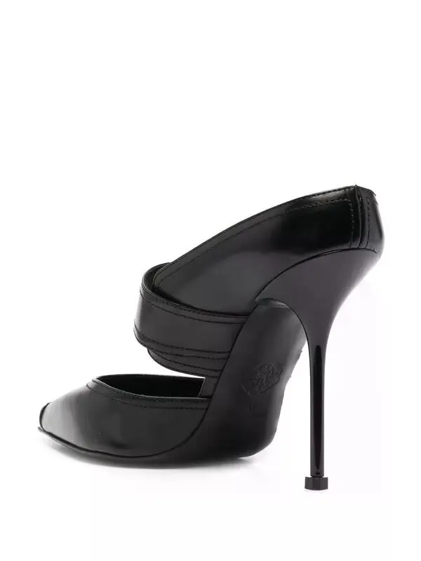 Alexander McQueen Leather Mules With Metal Toecap