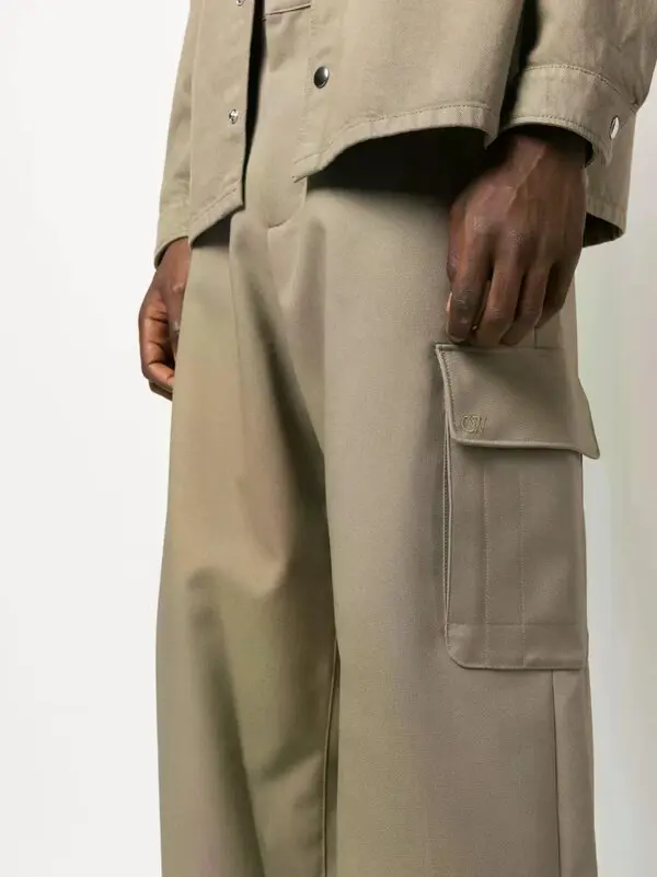 Off-White Embroidered Logo Wide-leg Cargo Trousers