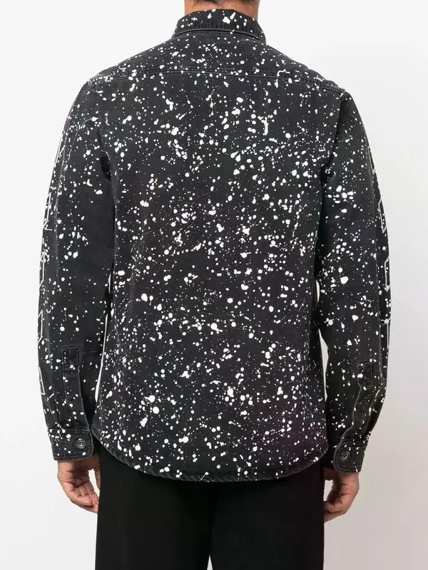 Off-White Diag-stripe Paint-splatter Denim Shirt