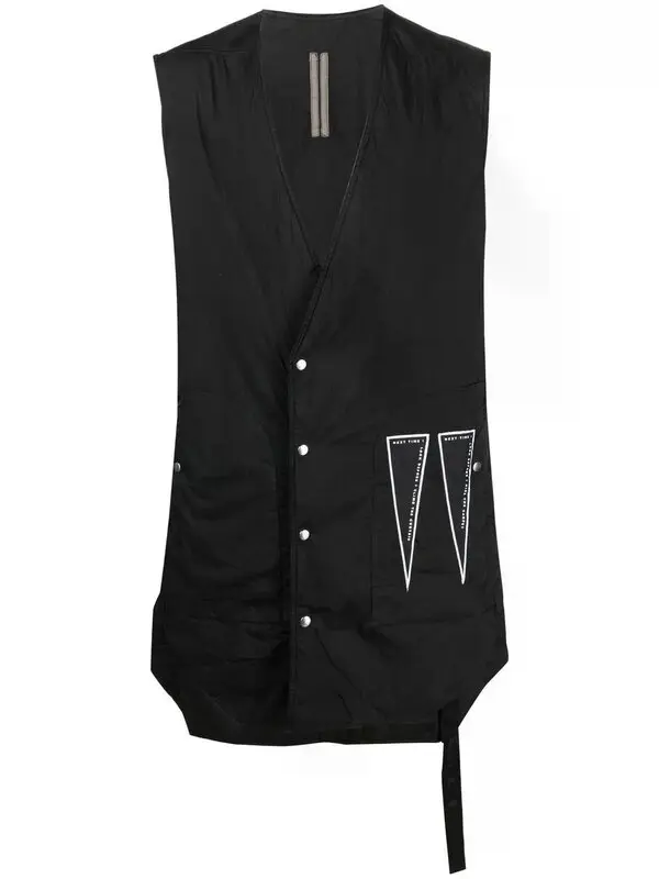 Rick Owens Sleeveless Coat With Logo Print