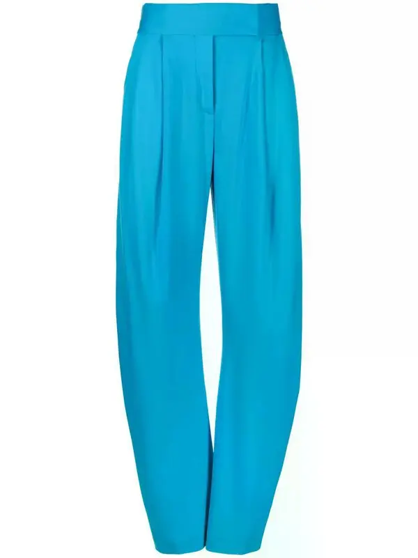 Attico Virgin Wool Blend Wide Leg Trousers - Blue