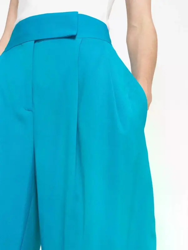 Attico Virgin Wool Blend Wide Leg Trousers - Blue