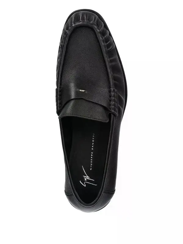 GIUSEPPE ZANOTTI Leather Moccasin Loafers - Black