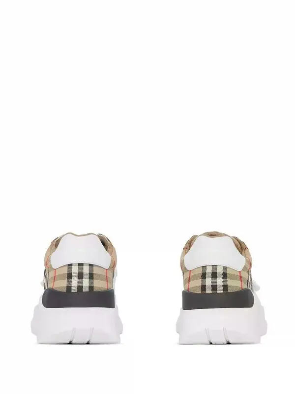 Burberry Check And Leather Sneakers