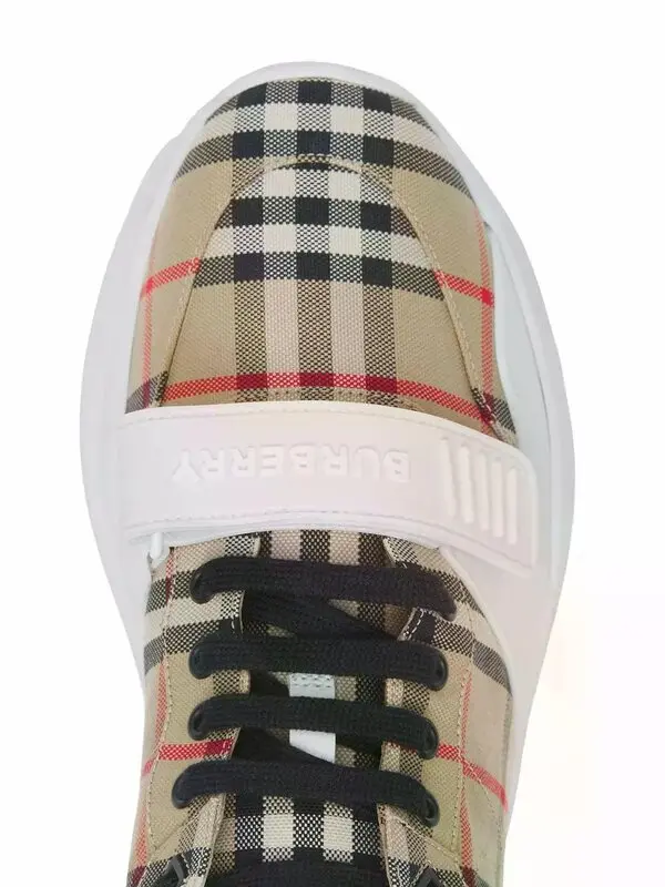 Burberry Check And Leather Sneakers