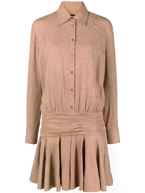 Pinko Logo Jacquard Shirtdress - Neutrals