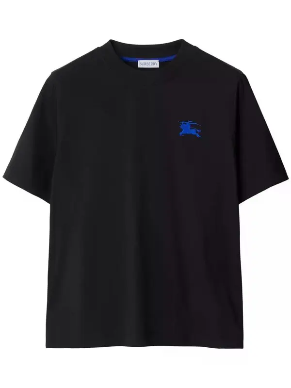 Burberry Cotton Crewneck T-shirt With Equestrian Knight Motif - Black
