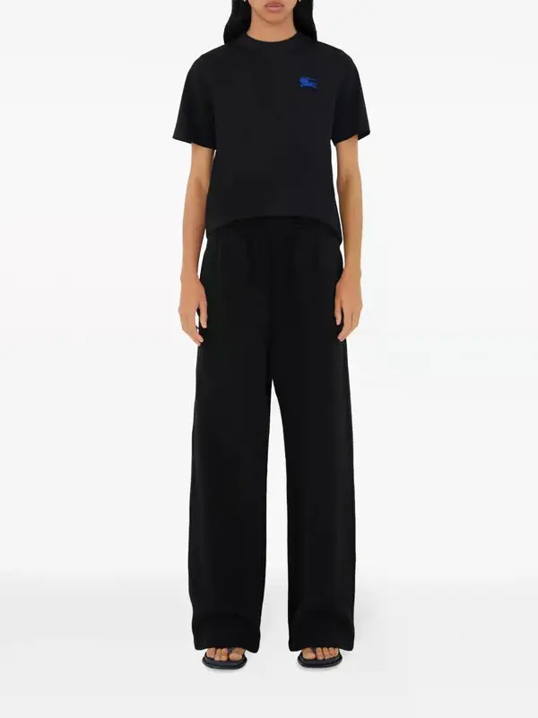 Burberry Cotton Crewneck T-shirt With Equestrian Knight Motif - Black