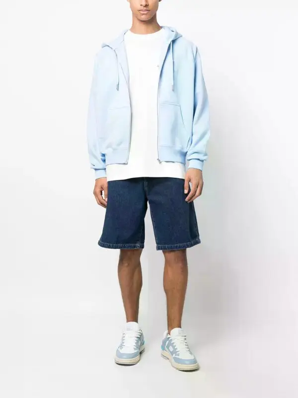 Carhartt Work In Progress Indigo Denim Logo Patch Shorts