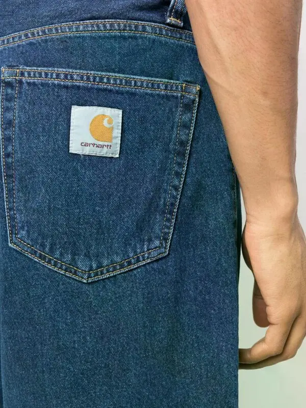 Carhartt Work In Progress Indigo Denim Logo Patch Shorts