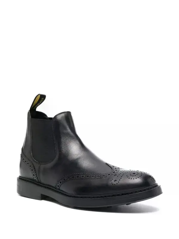 DOUCAL'S Perforated Leather Ankle Boots - Black