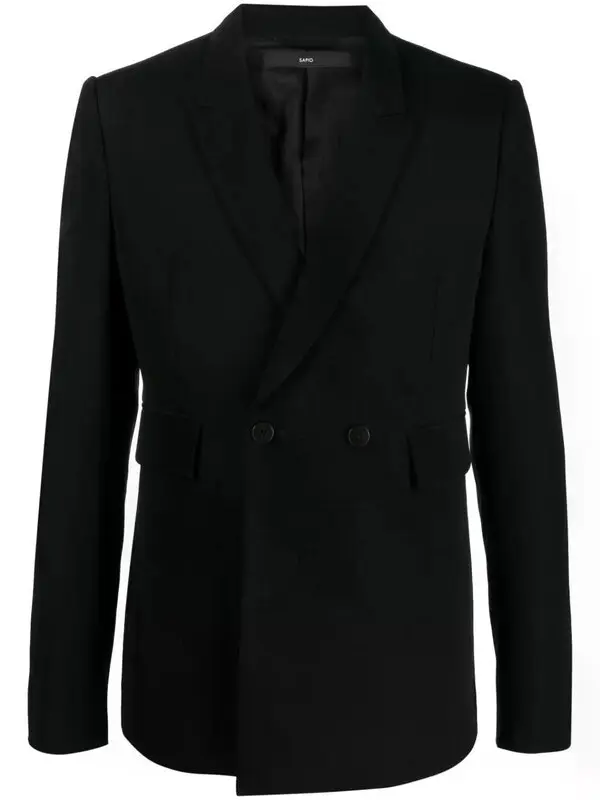 SAPIO Double-breasted Wool-cotton Blazer