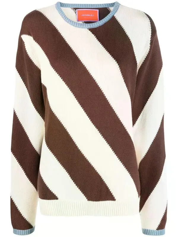 La DoubleJ Veneziana Striped Cotton Jumper - Brown