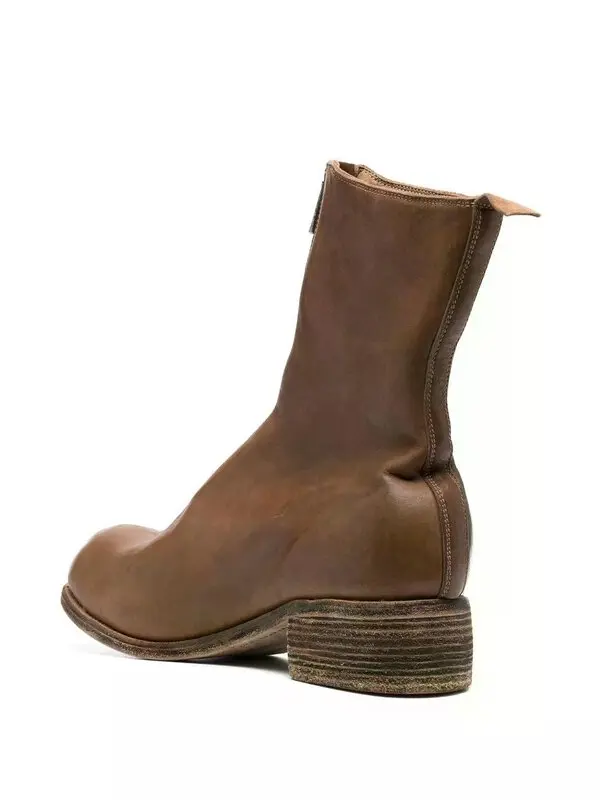 Guidi Front Zip Round Toe Calf Leather Boots
