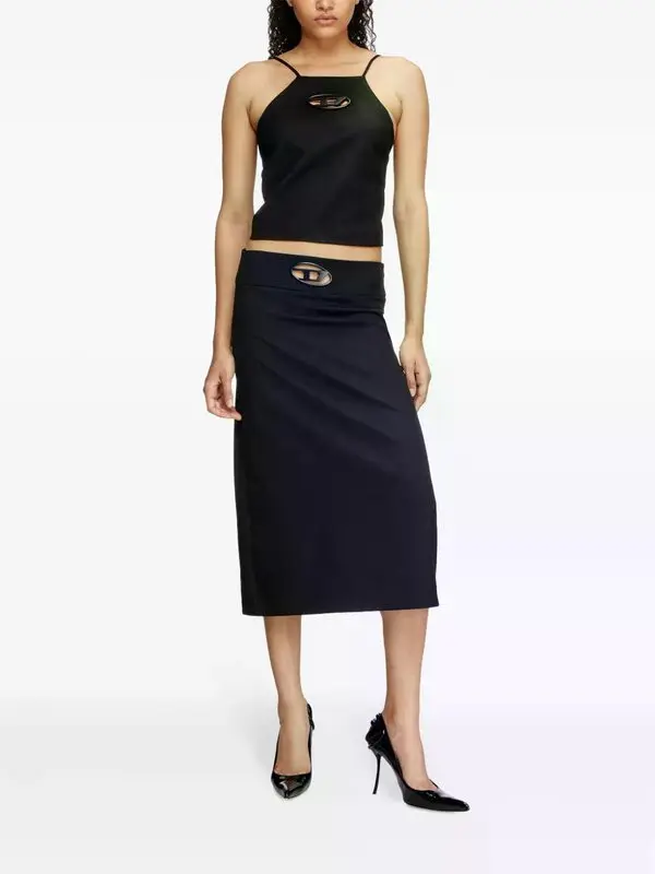 DIESEL® T-wilit Halterneck Cropped Top With Logo Plaque