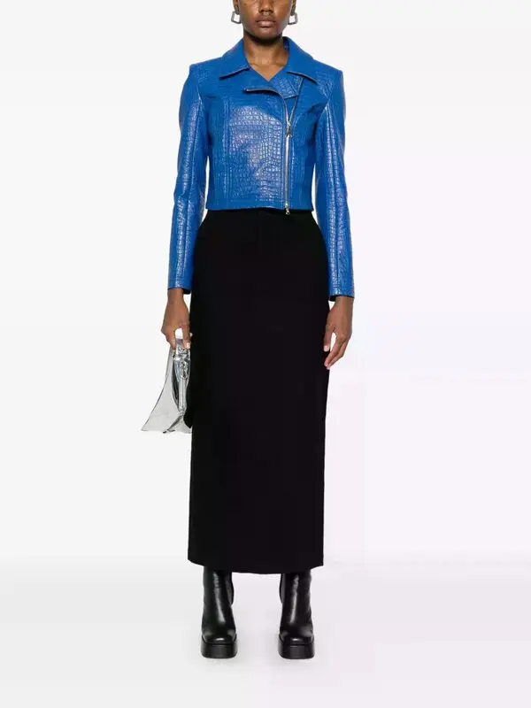 Patrizia Pepe Crocodile-embossed Biker Jacket