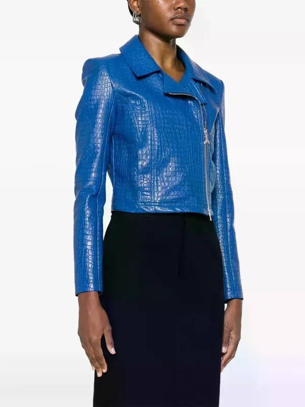 Patrizia Pepe Crocodile-embossed Biker Jacket