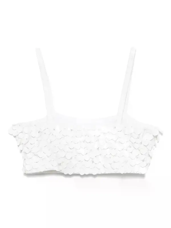 P.a.r.o.s.h Embellished Square Neck Top - White