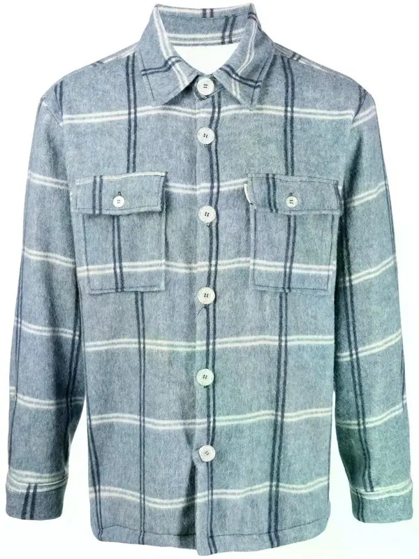FAMILY FIRST Logo-print Checked Flannel Shirt - Blue
