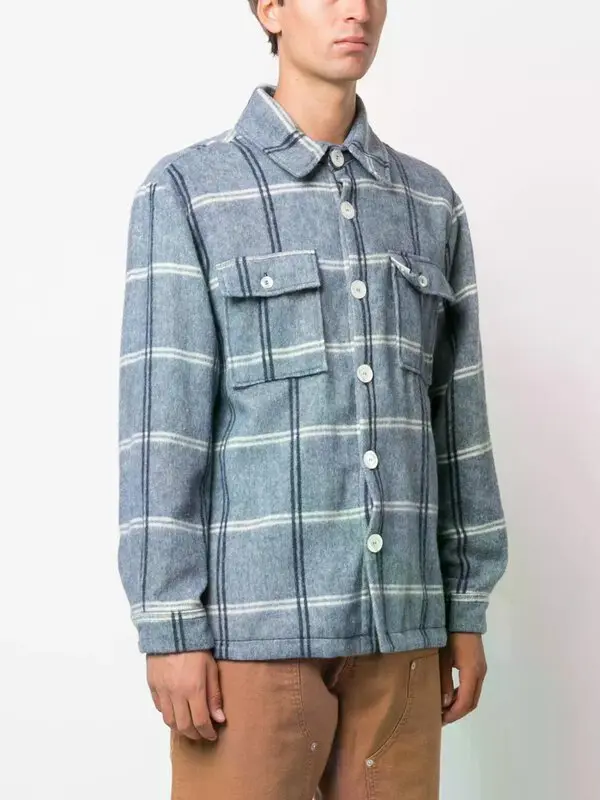 FAMILY FIRST Logo-print Checked Flannel Shirt - Blue