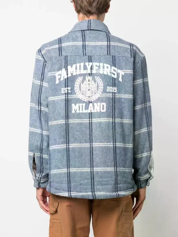FAMILY FIRST Logo-print Checked Flannel Shirt - Blue