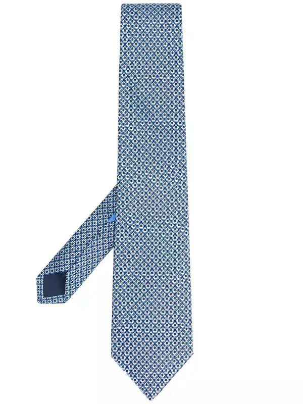 FERRAGAMO Monogram Print Tie - Blue