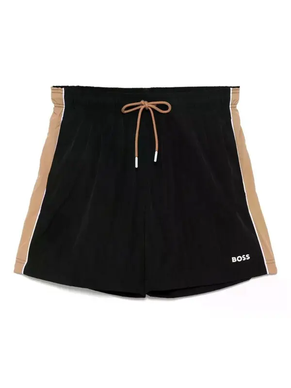 BOSS Logo-print Swim Shorts - Black