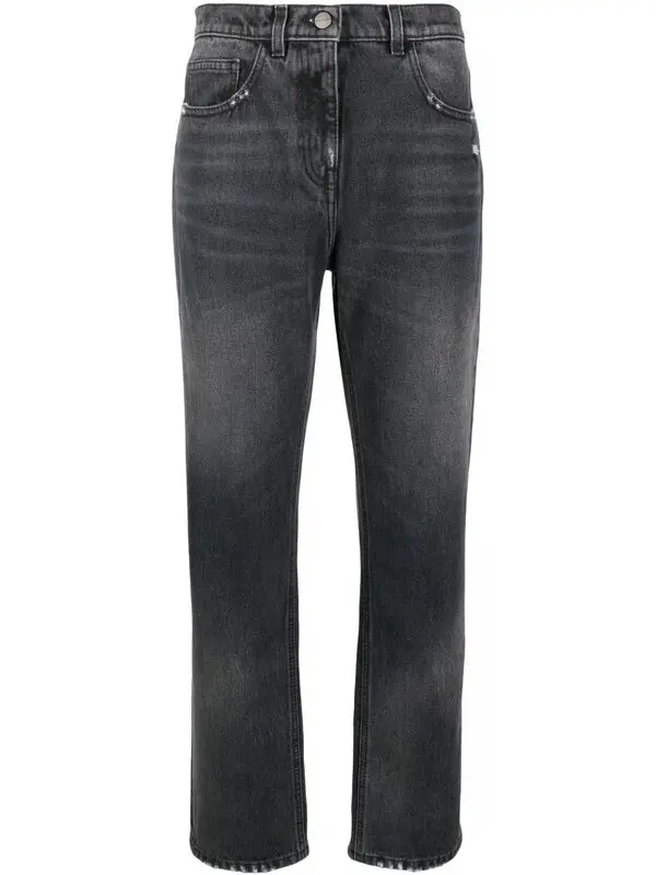 Palm Angels Straight-leg Distressed Jeans - Grey